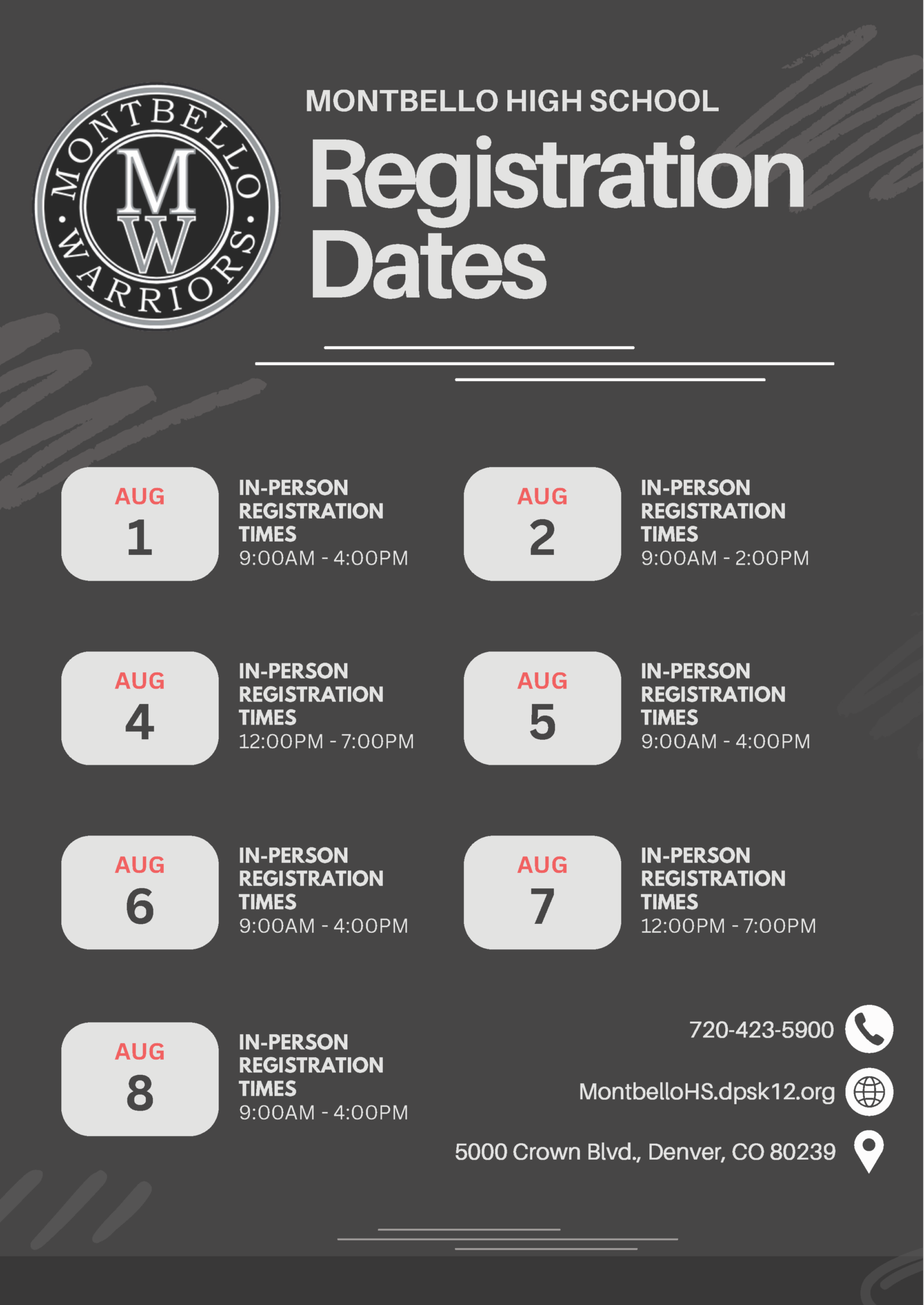 Montbello High School » In-Person Registration Dates